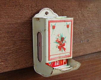 Items similar to Vintage Tin Kitchen Match Dispenser on Etsy