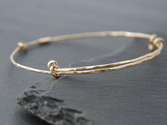 Thin Gold Bracelet Adjustable Bangle Bracelet 14K Gold Fill