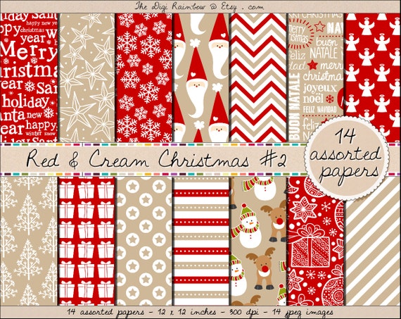 SALE christmas digital paper red christmas by TheDigiRainbow