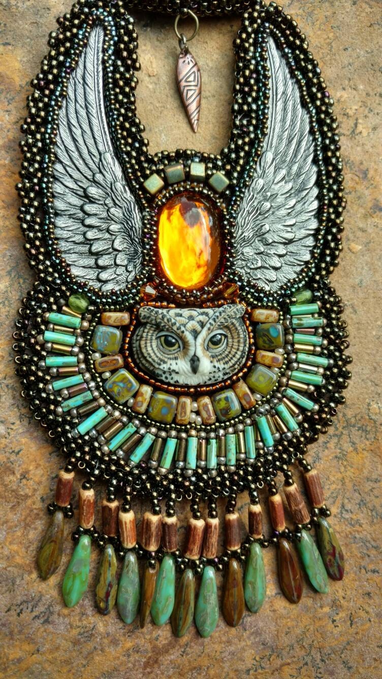 Laura Mears Owl cabochon She has wing's by