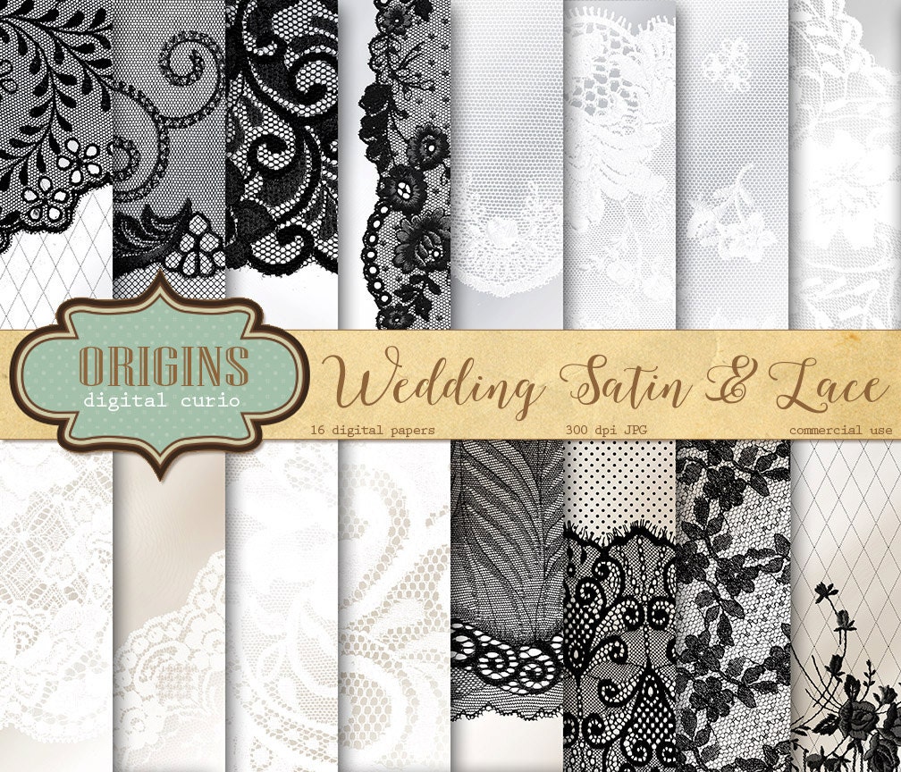 Wedding Satin and Lace Digital Paper lace by OriginsDigitalCurio