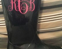 Popular items for monogram rain boots on Etsy