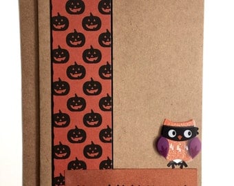 Halloween owl card | Etsy