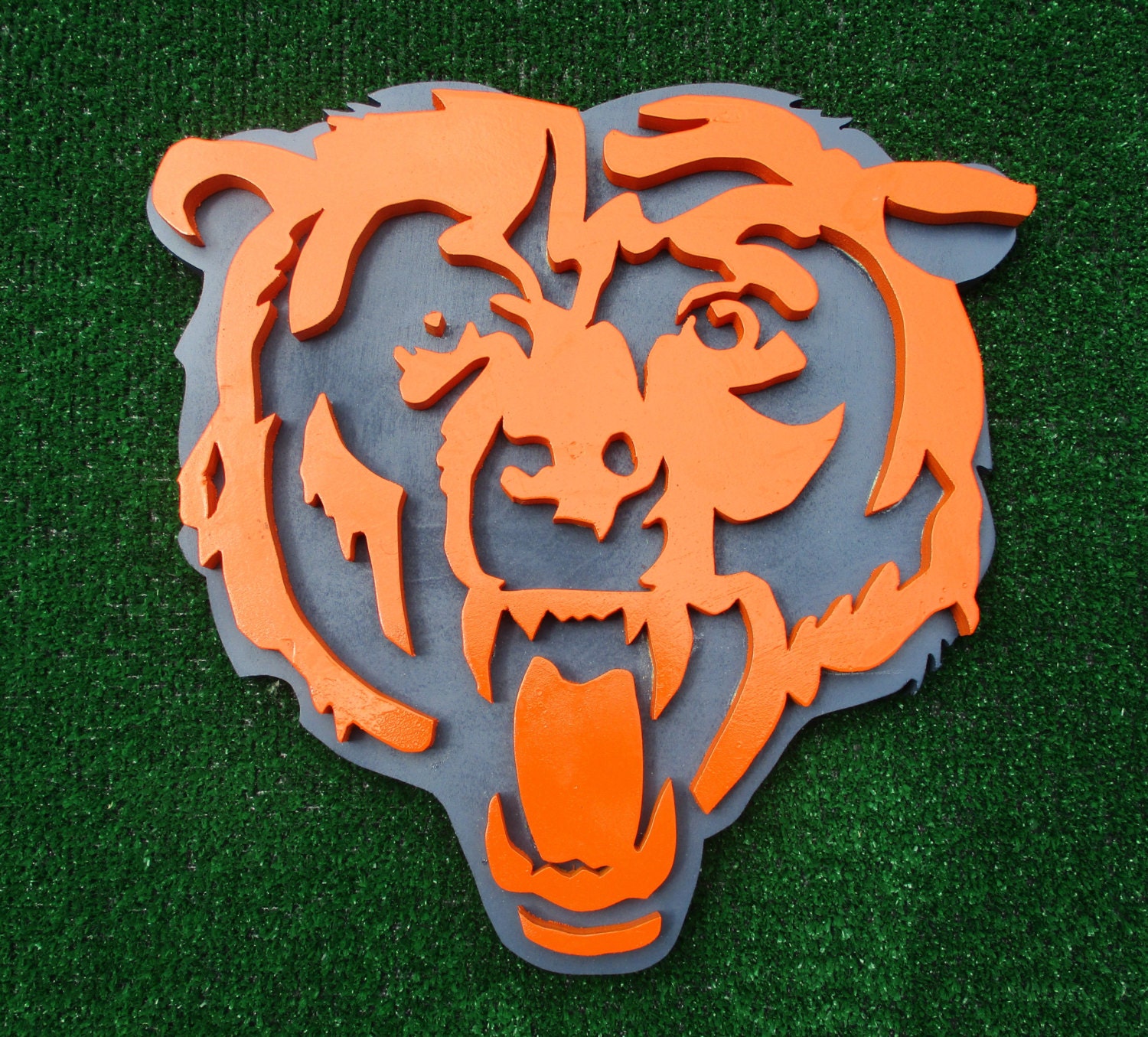 Custom Chicago Bears Hand Scrolled Wood Logo Wall Art