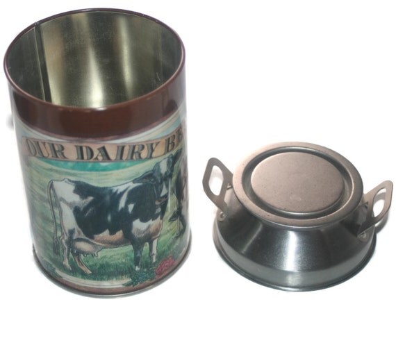 Vintage Cow Milk Can Tin Storage Tin Milk Can Country