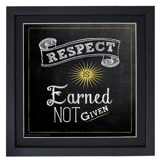 Respect is Earned Not Given Inspirational Quote Poster.