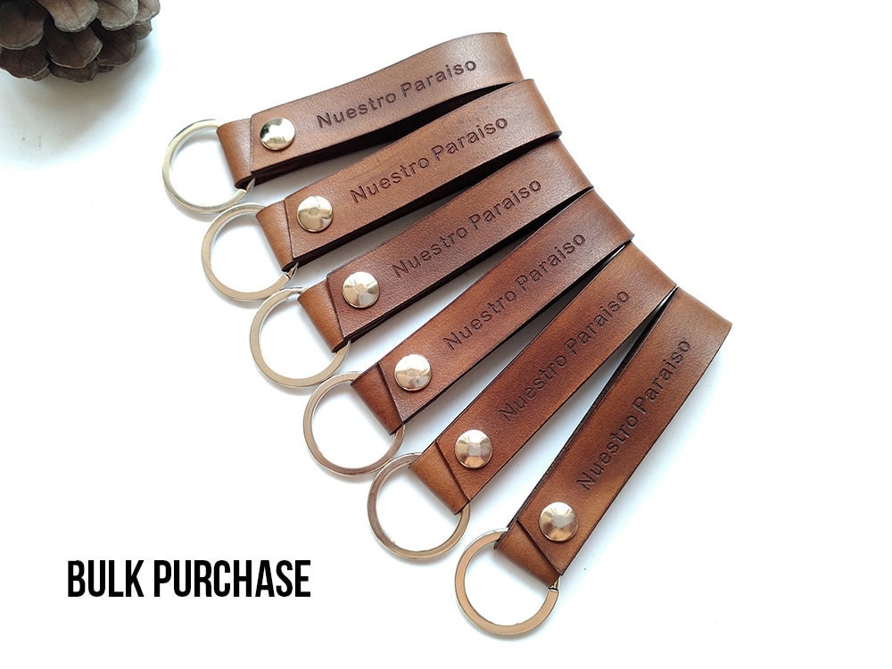 Leather keychain personalized key chain engraved by TAleatherworks