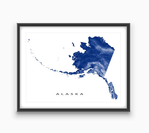 Alaska Map Art Print Alaska State State Outline by MapsAsArt