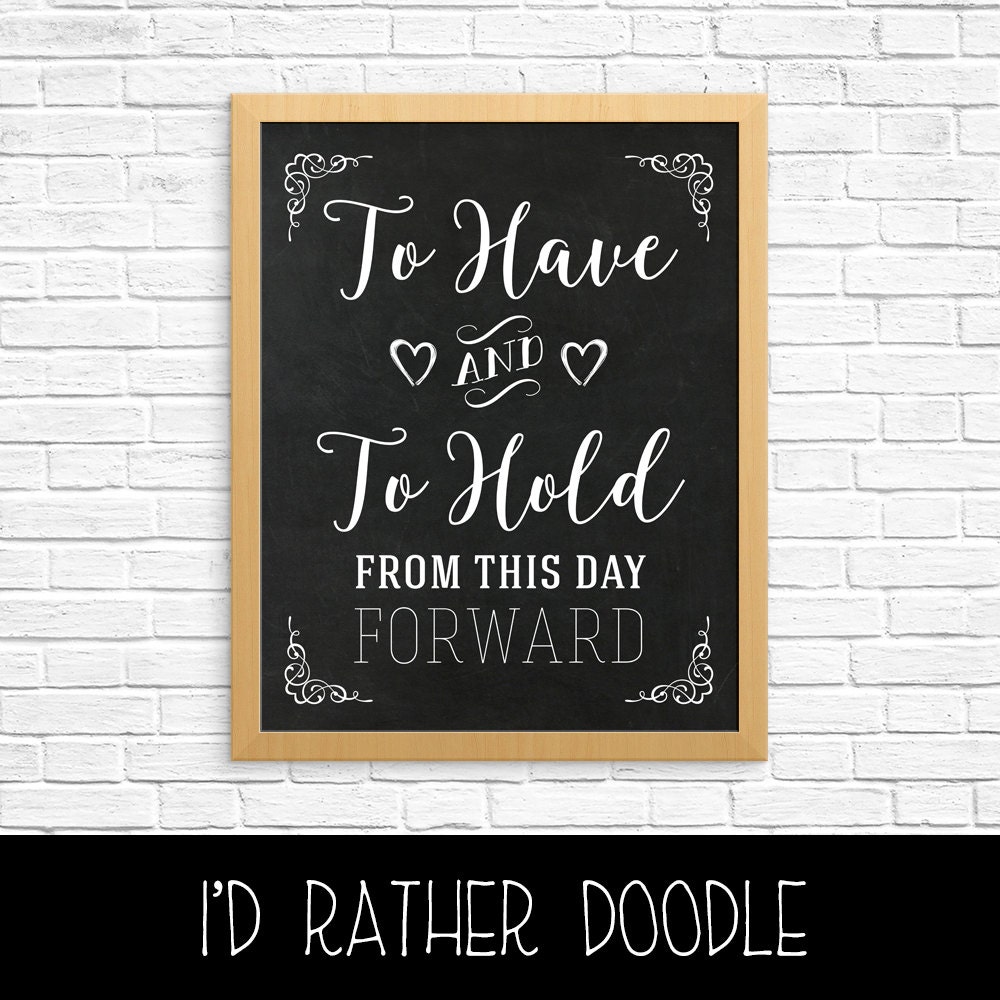 To Have and to Hold from this Day Forward Sign Printable