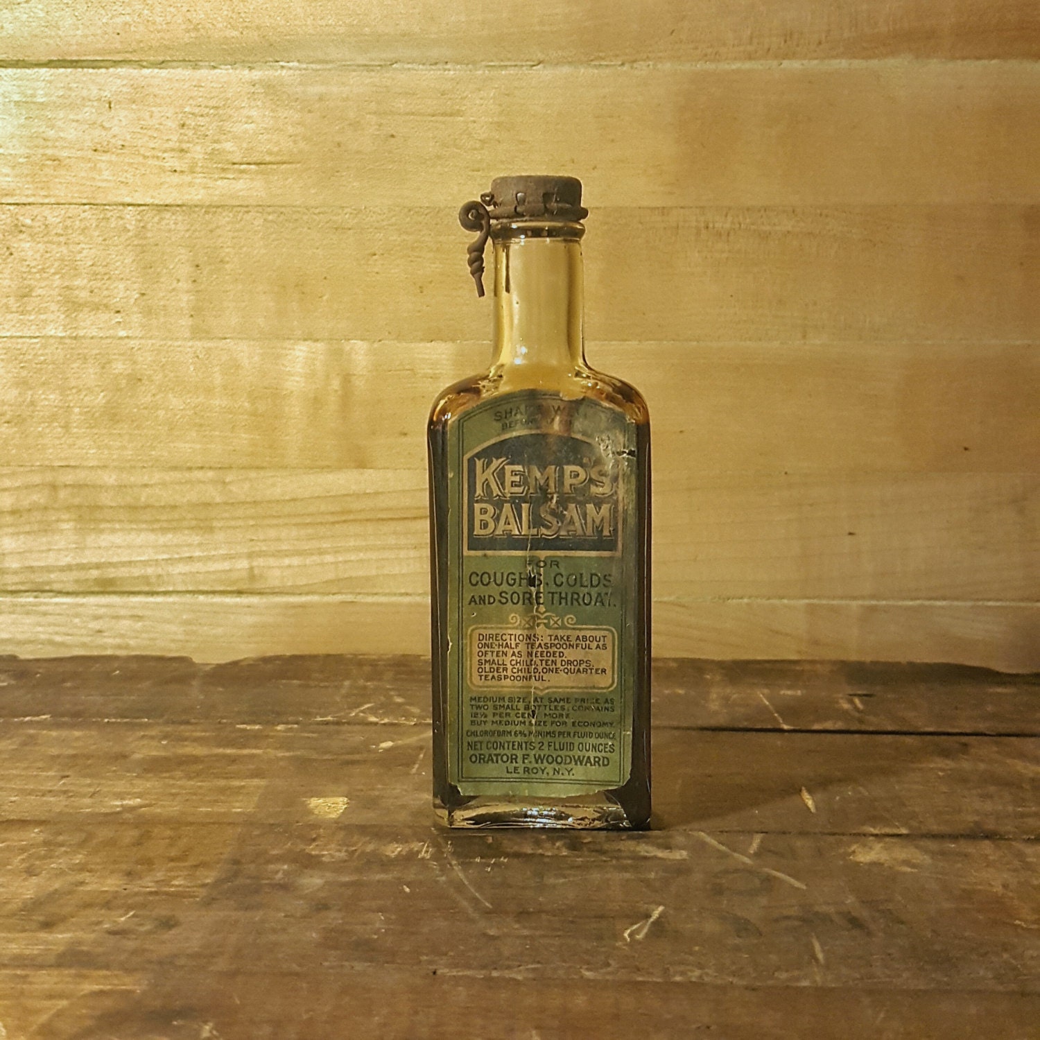 Kemp's Balsam Antique Glass Medicine Bottle 1920's