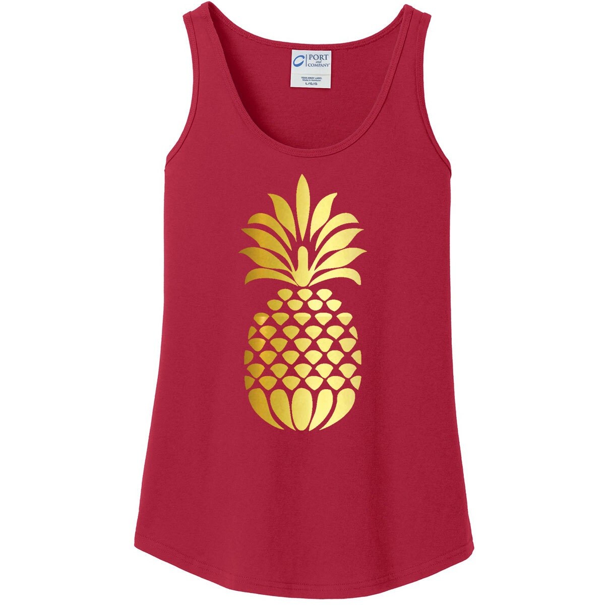 Gold Metallic Pineapple Women's Tank Top in 6 Colors