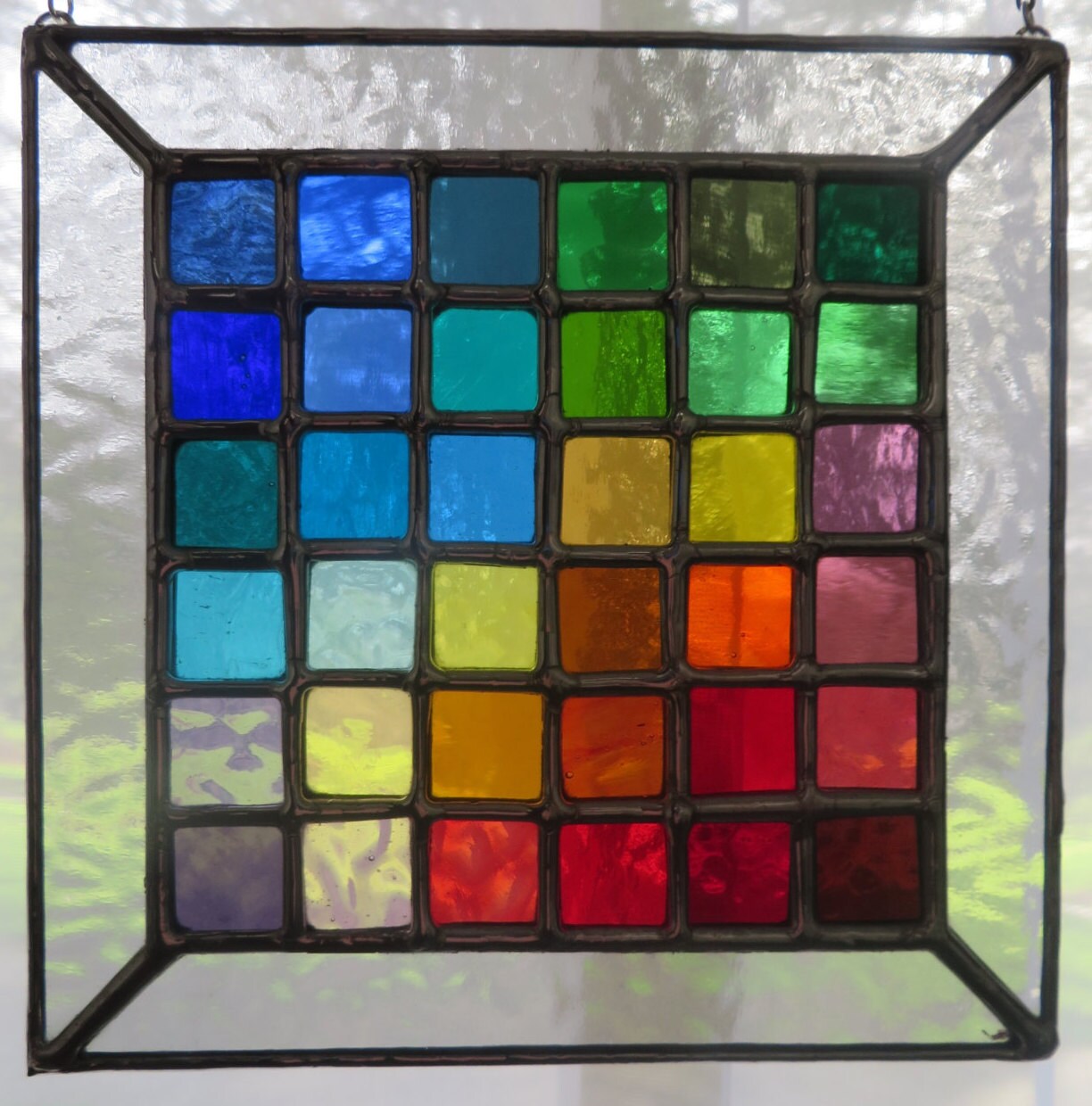 Pixel Panel Beautiful Rainbow Real Stained Glass Suncatcher