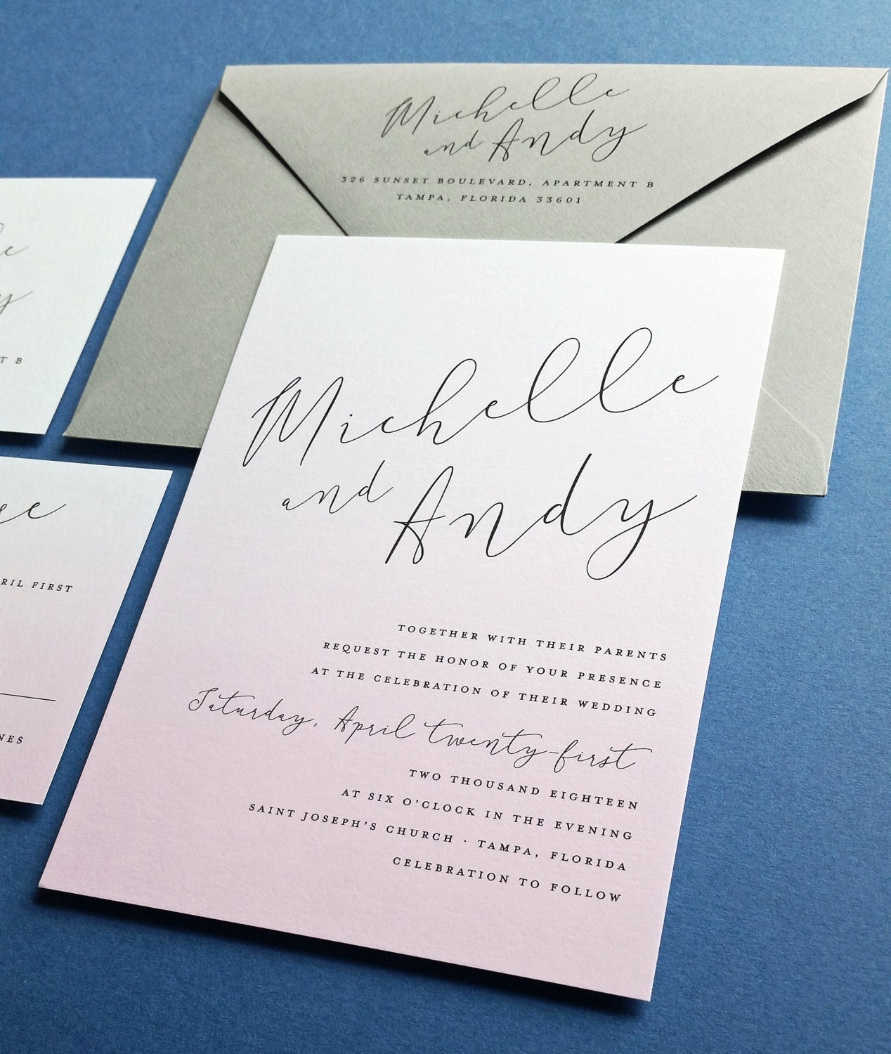 NEW Michelle Calligraphy Script Pink Ombre by CricketPrinting