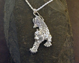 Sterling Silver Tiger Pendant on a Sterling Silver Chain