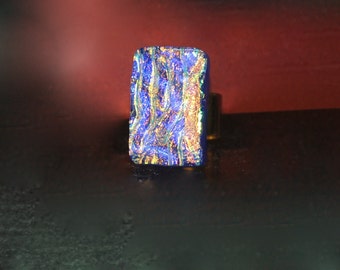 Fused Glass Ring on Vintage Trifari Ring by SouthBeachGlassArt