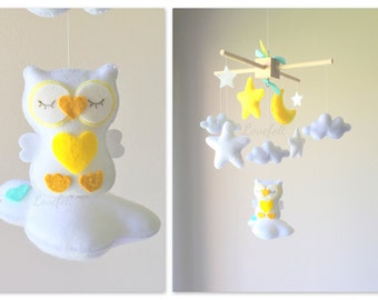 Baby mobile Owl mobile Baby crib mobile Baby by lovefeltmobiles