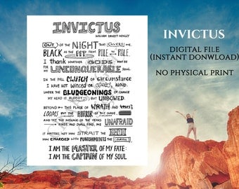Invictus poem | Etsy