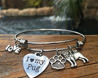 Pug bracelet | Etsy