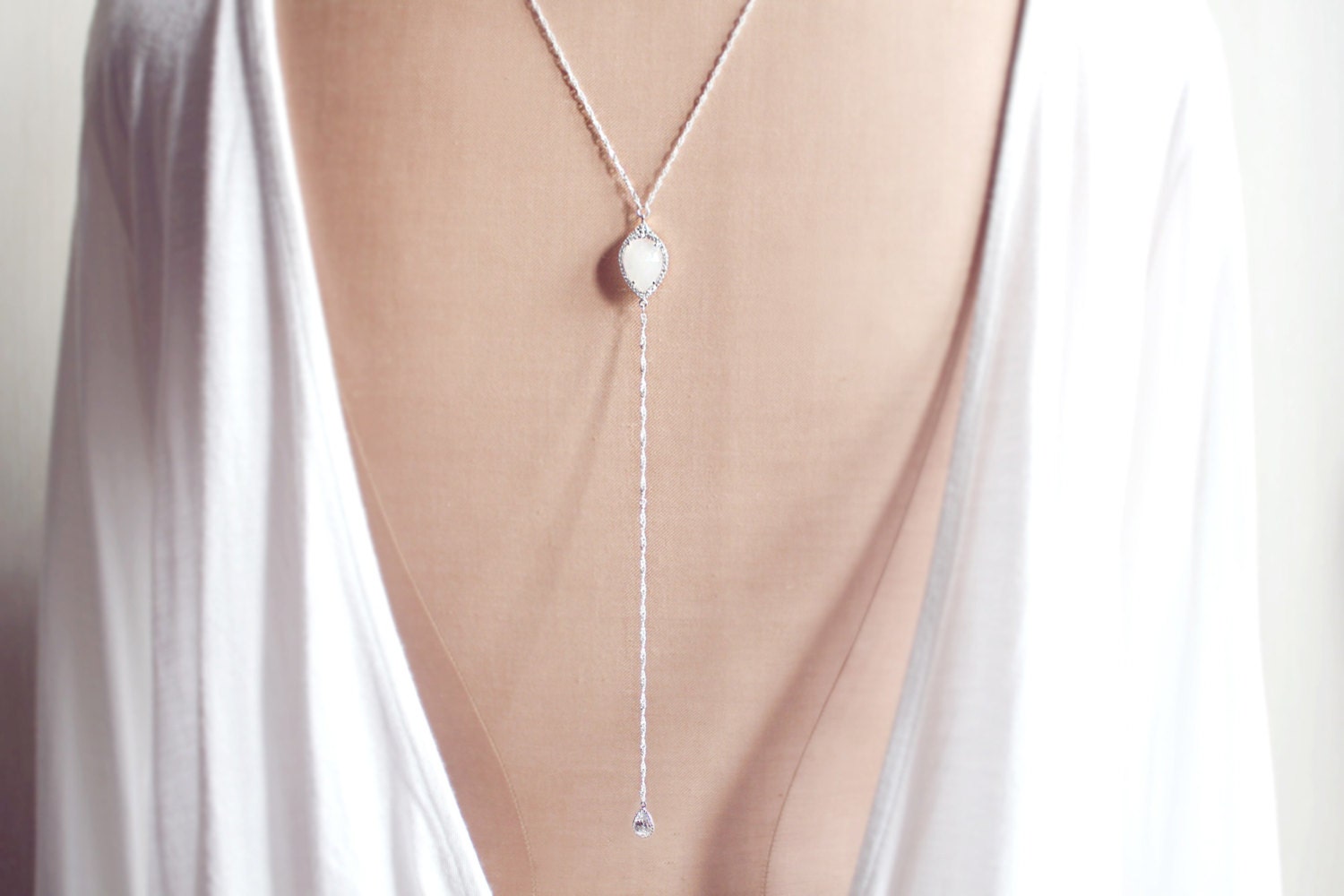 drop Backdrop Necklace Back Necklace Bridal Jewelry
