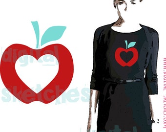 Heart apple svg | Etsy