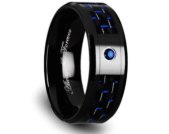 Black Ceramic Ring Mens Ceramic Wedding Band by RingsParadise