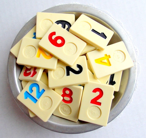 Vintage Rummy Tiles / Game Pieces / Junk Journal / 10 Pieces