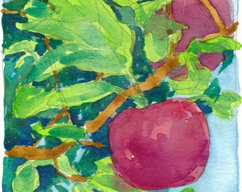 Apple tree painting | Etsy