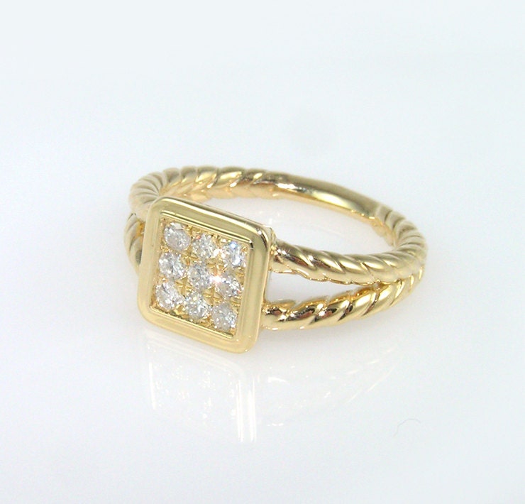 square engagement ring gold rope ring square diamond ring