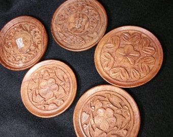 Unique hand carved coasters related items | Etsy