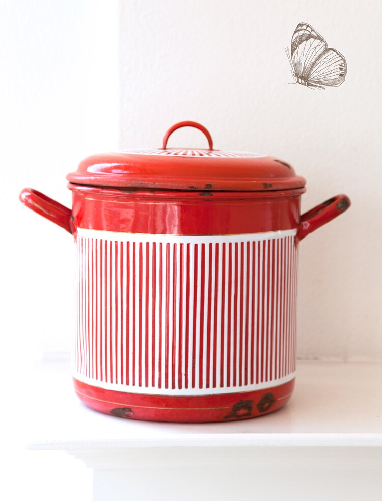 Large French Vintage Enamel Stock Pot Art by ScrumptiousVenus