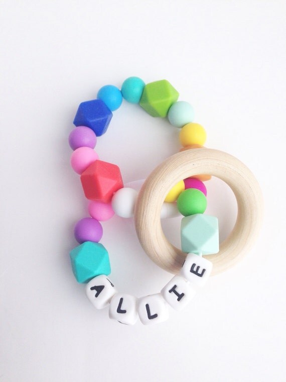 Personalized Double Ring Teether Silicone Teething Ring