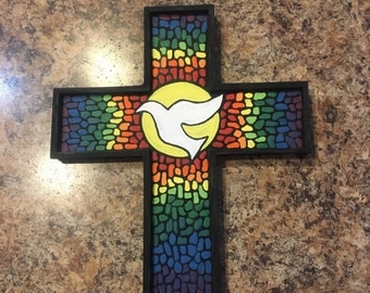 Stained glass cross | Etsy