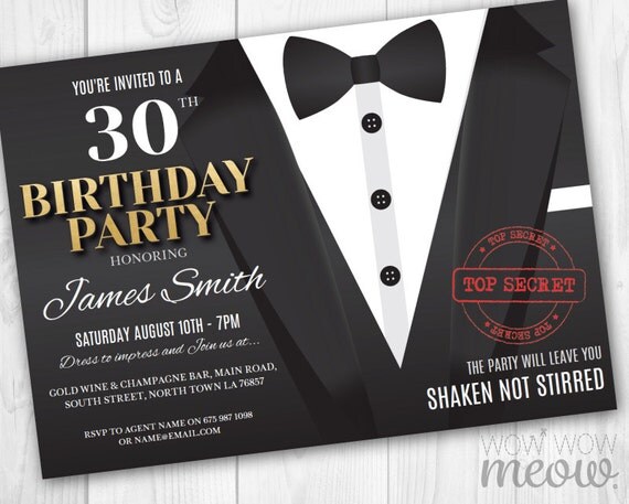 Secret Agent Birthday invite Any Age Spy Party Invitation