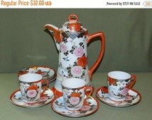 On Sale Beautiful Japanese Vintage Tea Pitcher with Cups & Saucers 11 ...