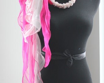 Beautiful flowing scarf with two layers of peaches and by Duffnise