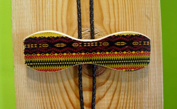 FREE SHIPPING WORLDWIDE Wooden printed bolo tie Men's