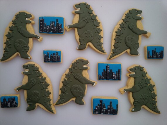 Godzilla Cookies One Dozen Decorated Cookies