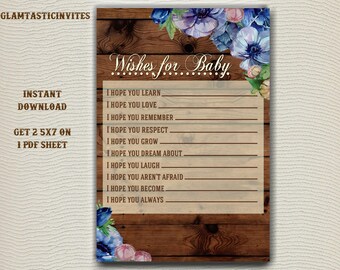 RUSTIC WISHES for Baby Card Rustic Baby Shower Rustic Boy