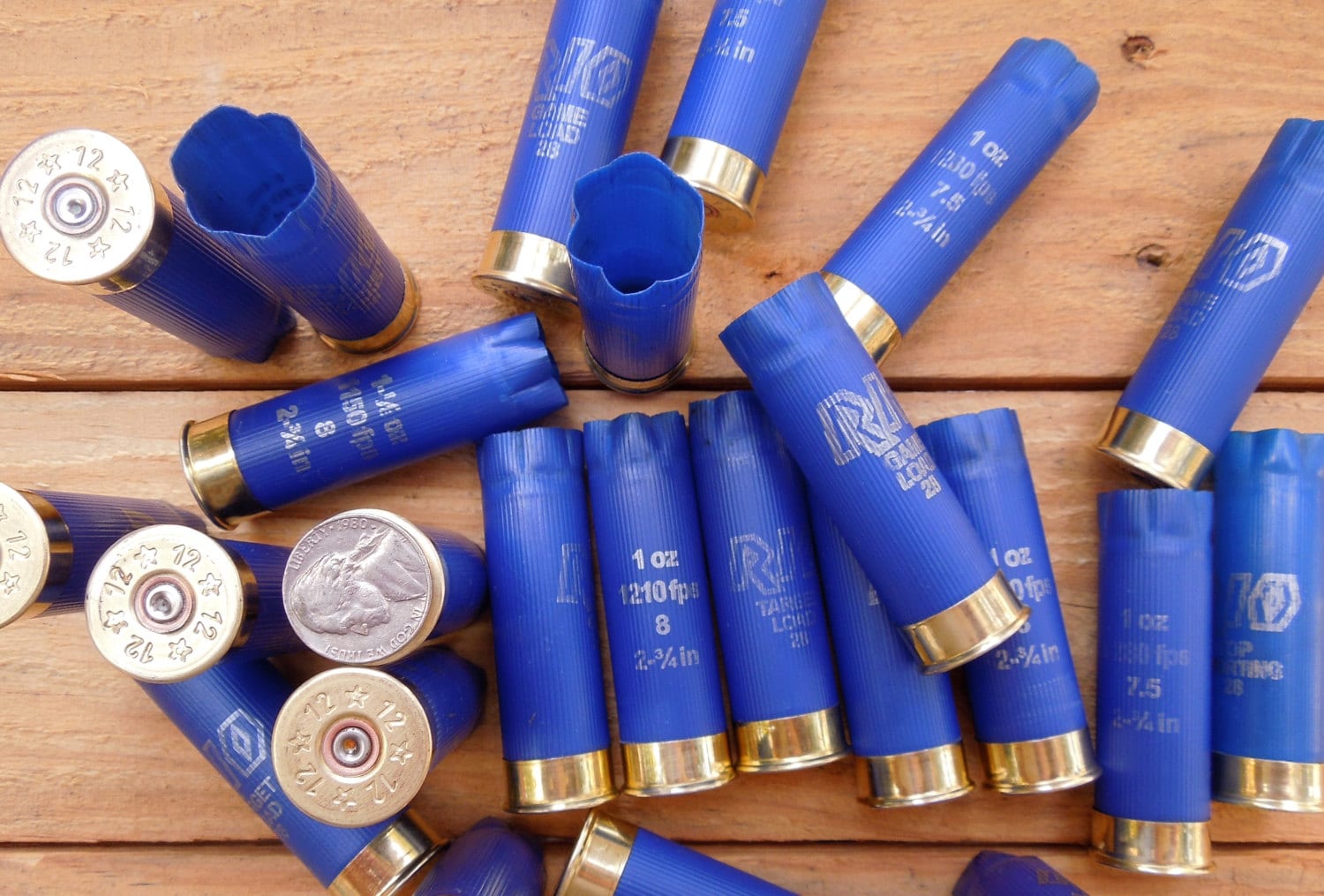 Shotgun shells 12 size lot dark blue empty/once fired Rio 12