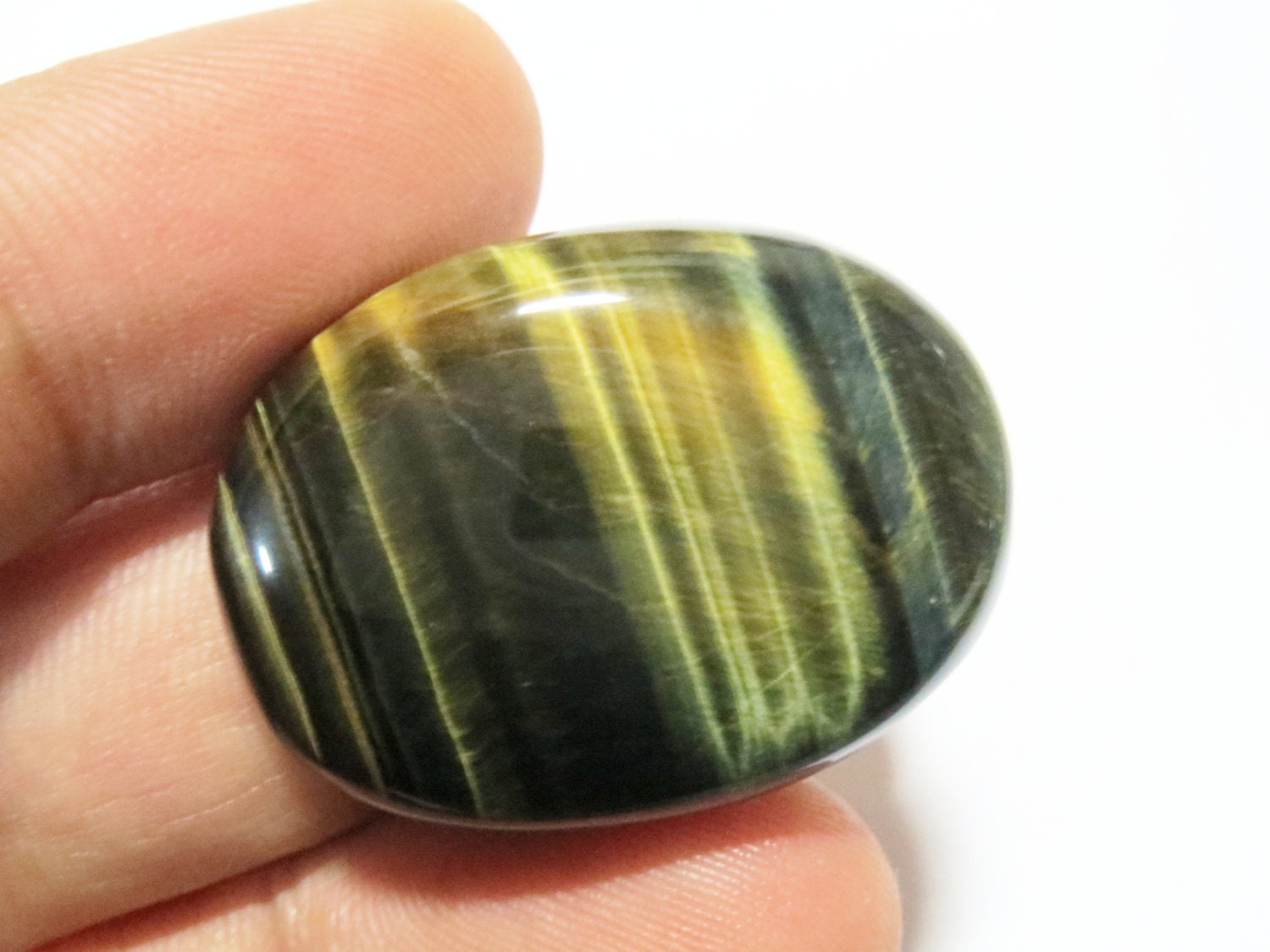 LARGE 32mm Black Hawks eye Gemstone cabcohon Blue tiger eye