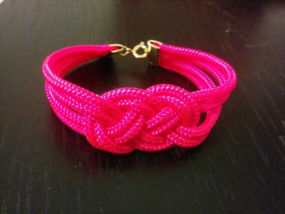 Items similar to Pink Knot Rope Bracelet on Etsy