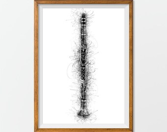 Clarinet Music Print Hand Signed