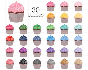 Cupcakes digital clipart set cute kawaii cupcakes clip art