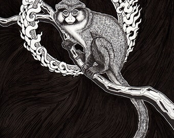 Monkey drawing | Etsy