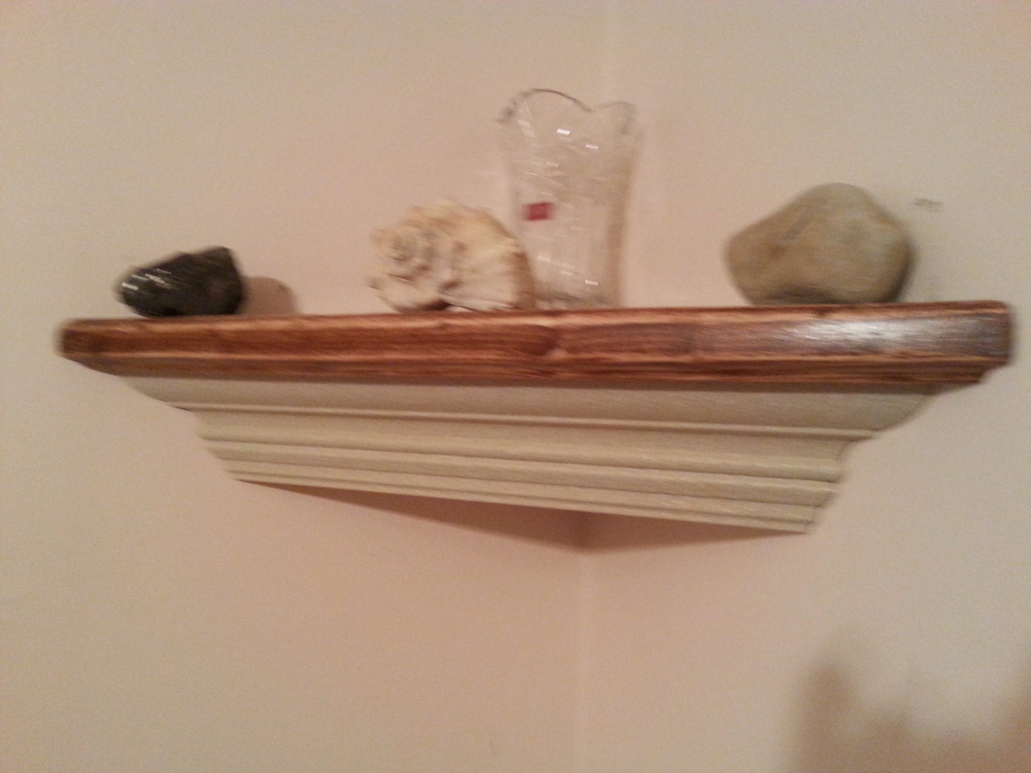 Crown molding corner shelf with stone finish