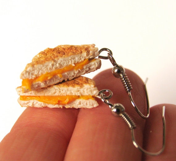 Items similar to Grilled Cheese Earrings, Food Earrings, Food Jewelry ...