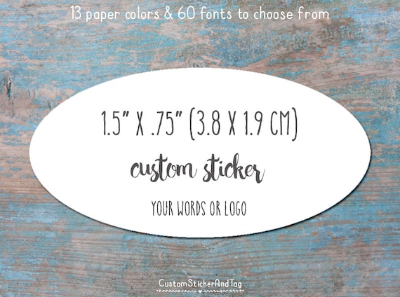 custom stickers oval 1.5 x .75 personalized by CustomStickerAndTag