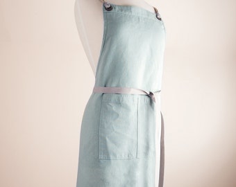 Linen Apron Full Apron. 100% Linen. Pink. by LinenAndTailor