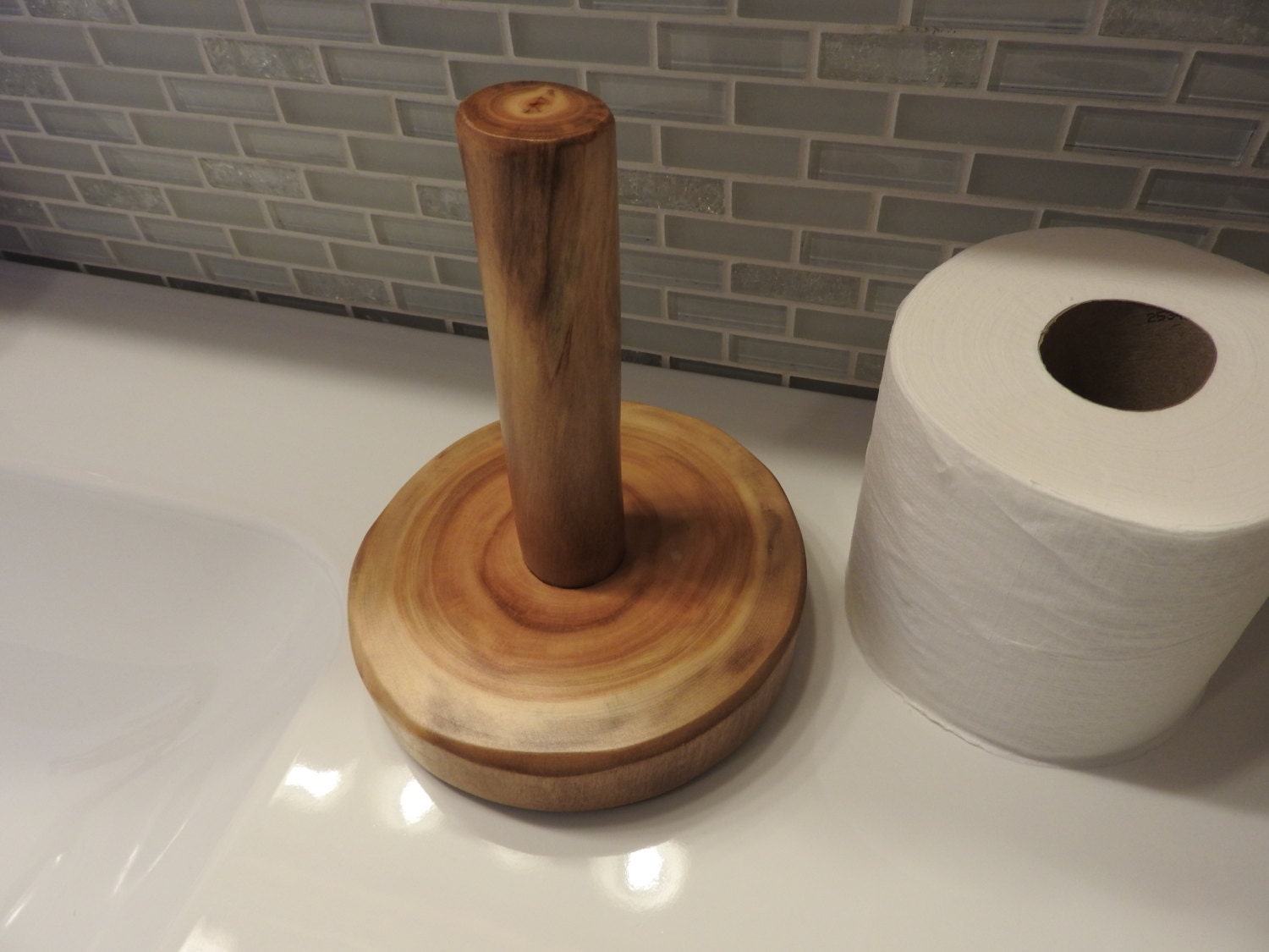 Log Countertop Toilet Paper Holder Clear Finish