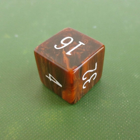 Bakelite Backgammon Doubling Cube Vintage Marbled Brown by lucra